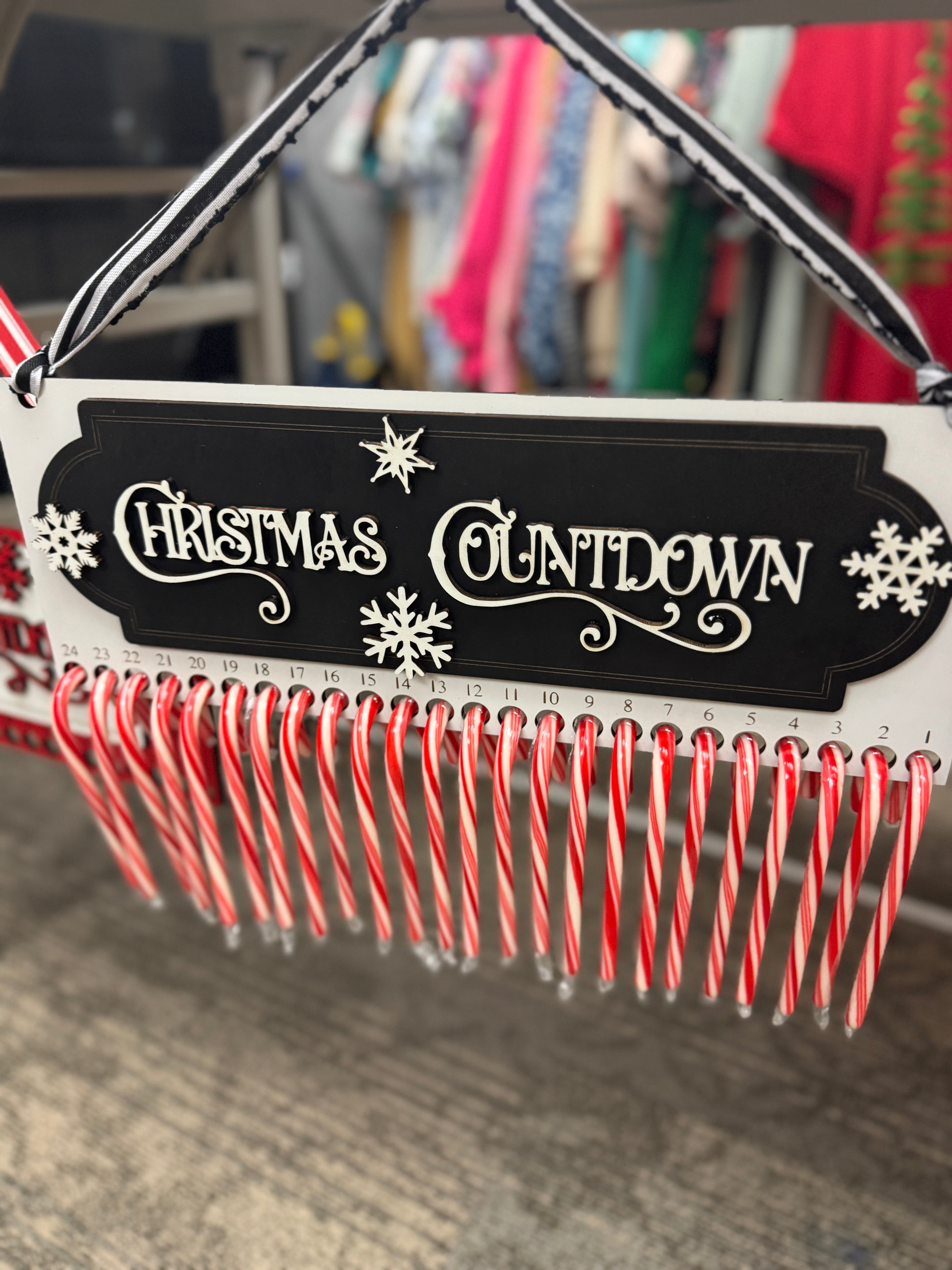 Christmas Countdown Candy Cane Advent Sign – Handcrafted Wooden Holiday ...